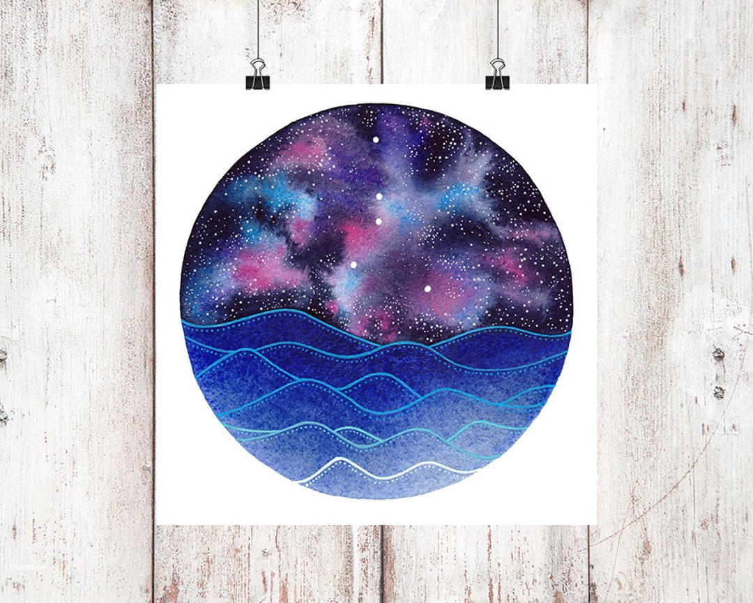 The Cancer Constellation Above the Ocean Waves, Instant Download ...