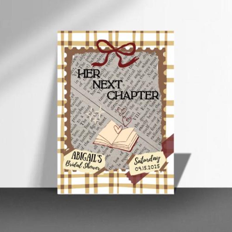 Her Next Chapter Bridal Shower Themed Invitation Digital Template Design, Book, Library Bridal ...
