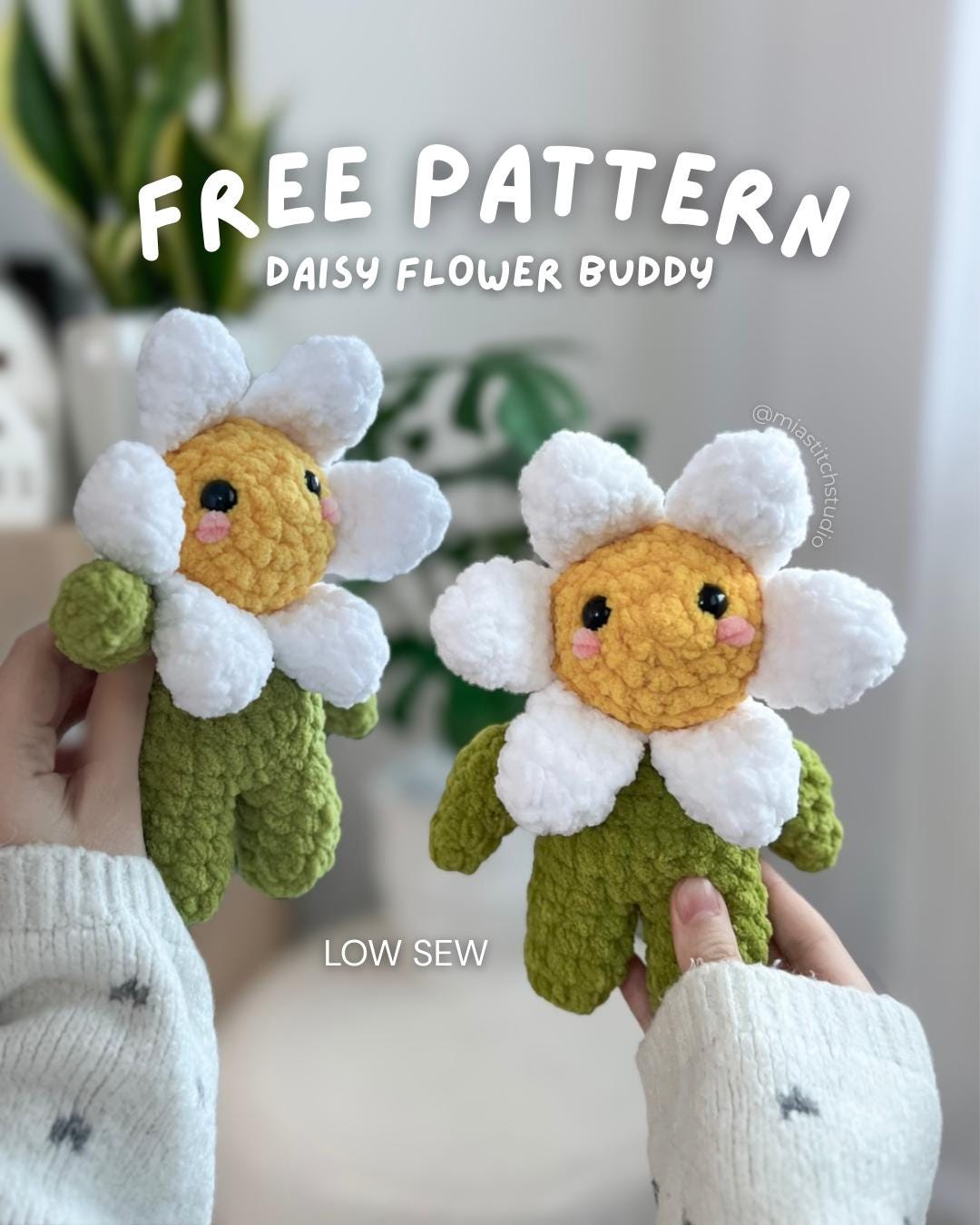 Crochet Pattern - FREE Daisy Flower Buddy Pattern, Low Sew Amigurumi ...