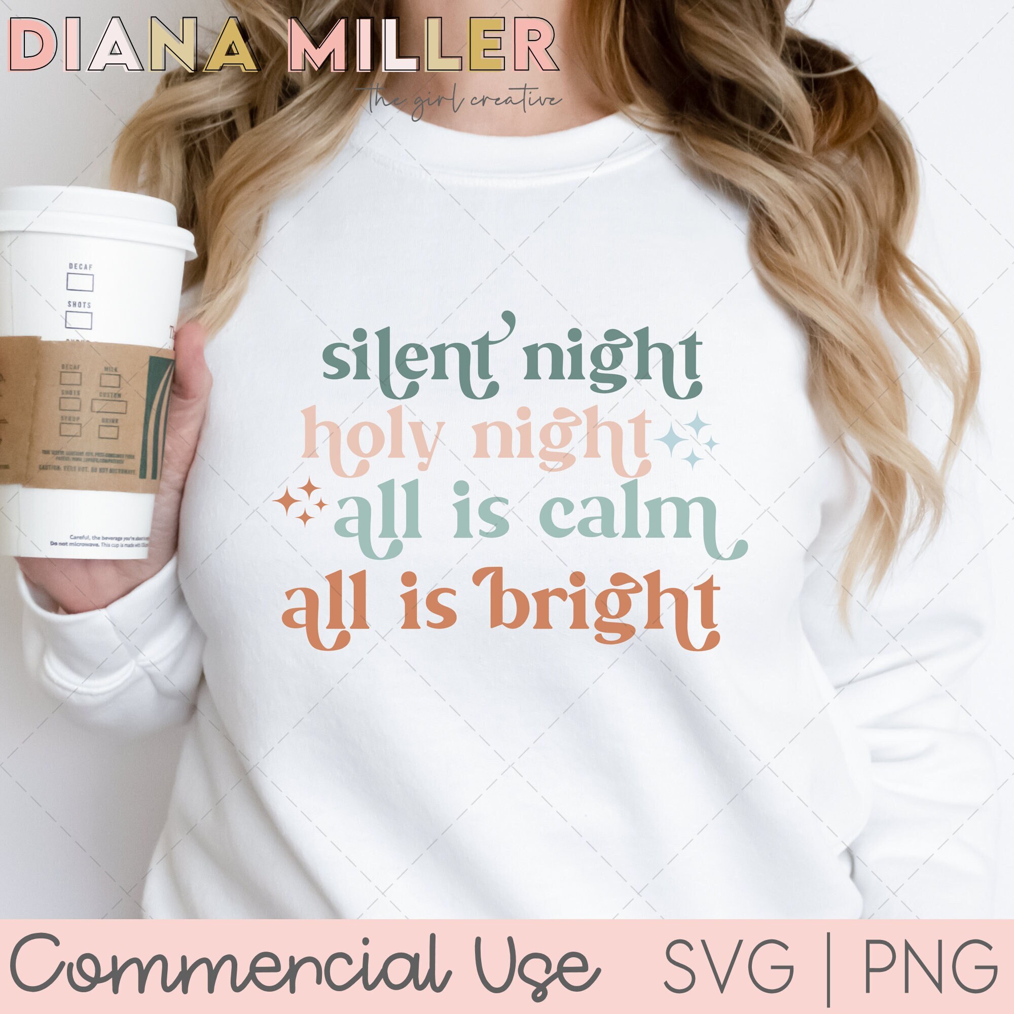 Retro Silent Night SVG, Silent Night Sign SVG, Silent Night Holy Night ...