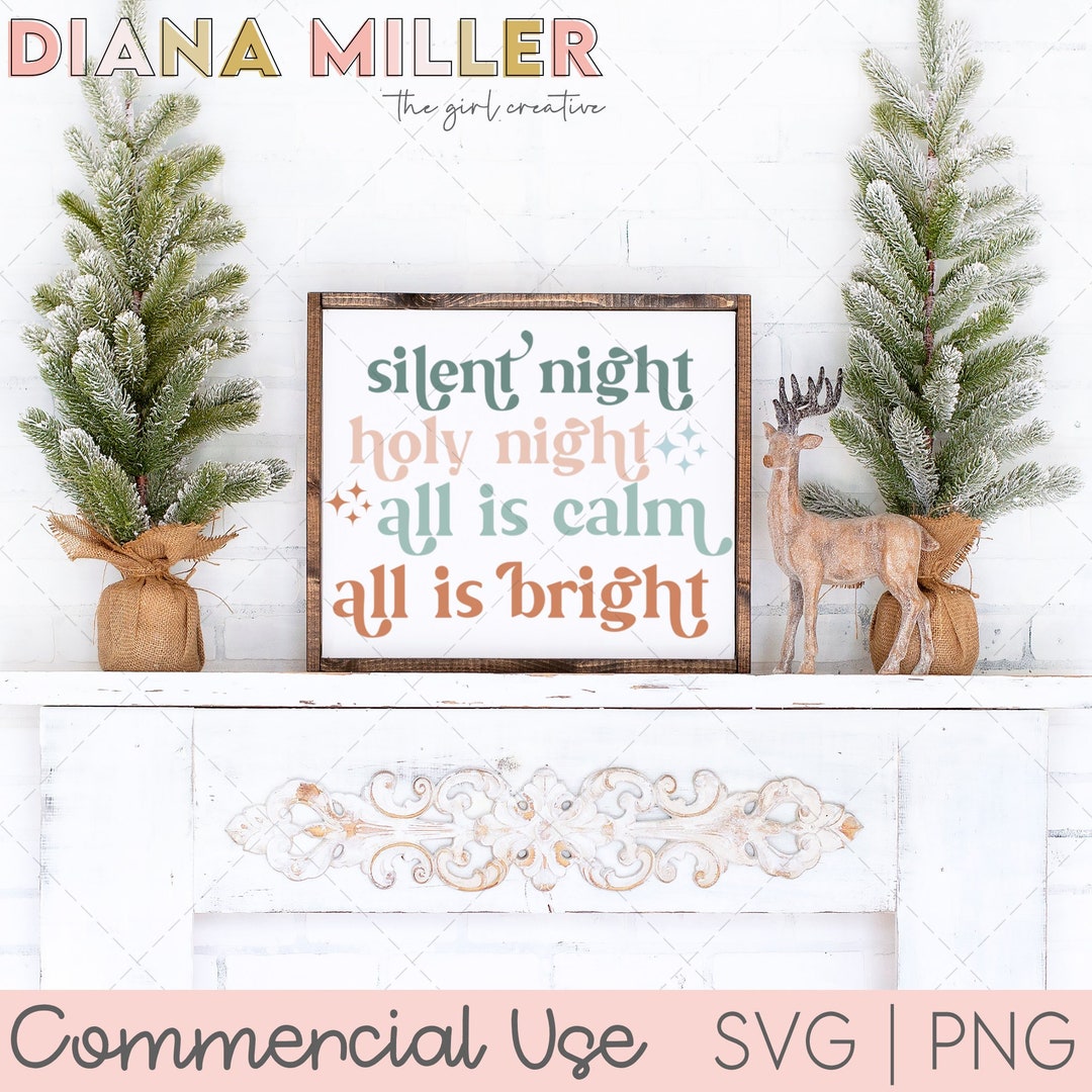Retro Silent Night SVG, Silent Night Sign SVG, Silent Night Holy Night ...