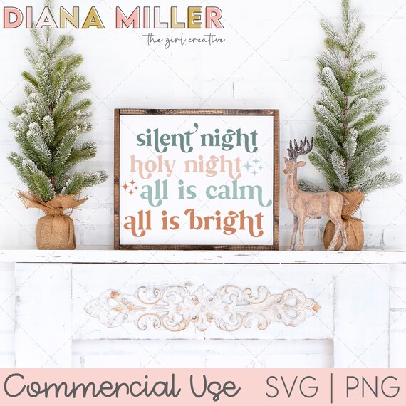 Retro Silent Night SVG Silent Night Sign SVG Silent Night | Etsy