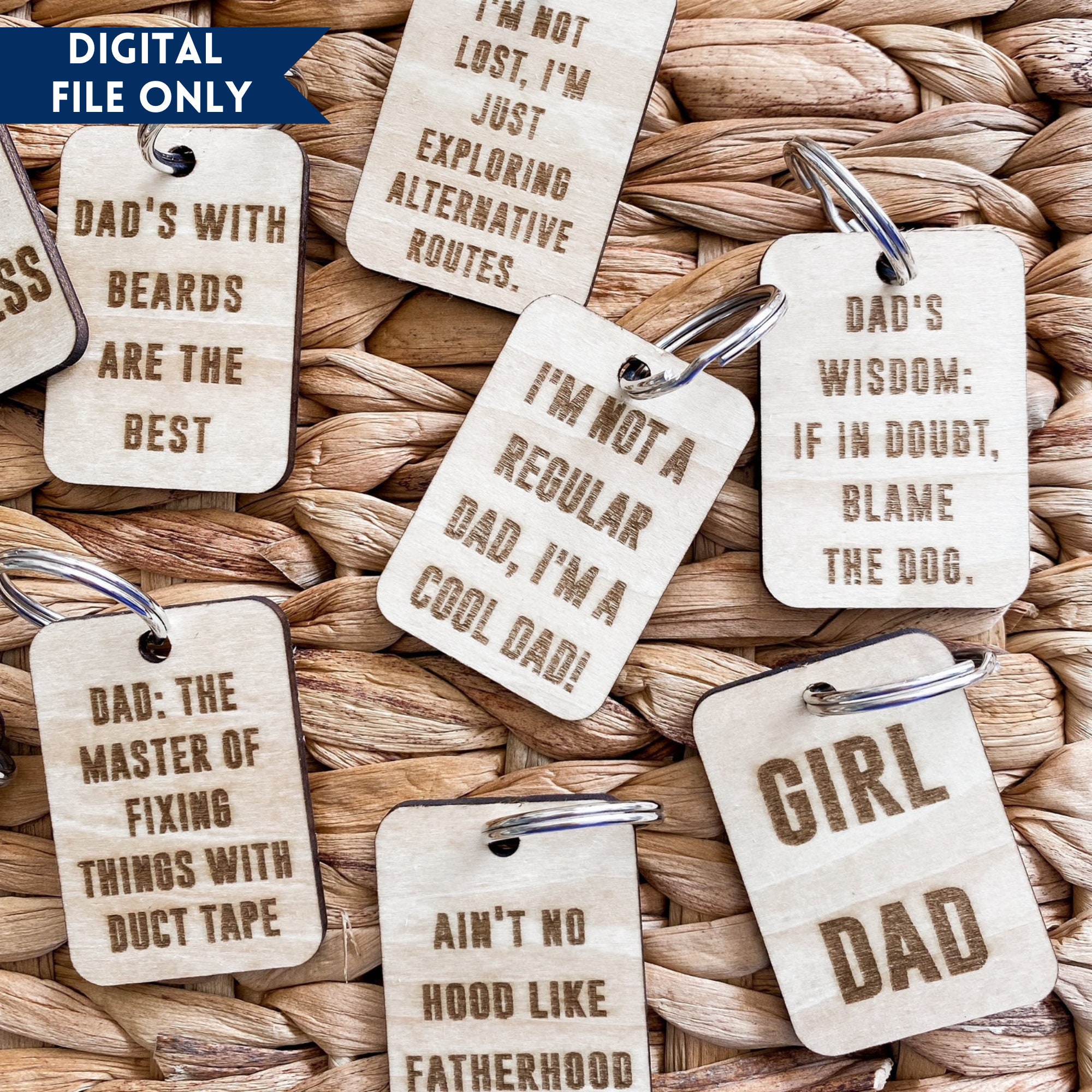 Keychains for Dad, Keychain SVG File, Laser Cut File, Digital File Only ...