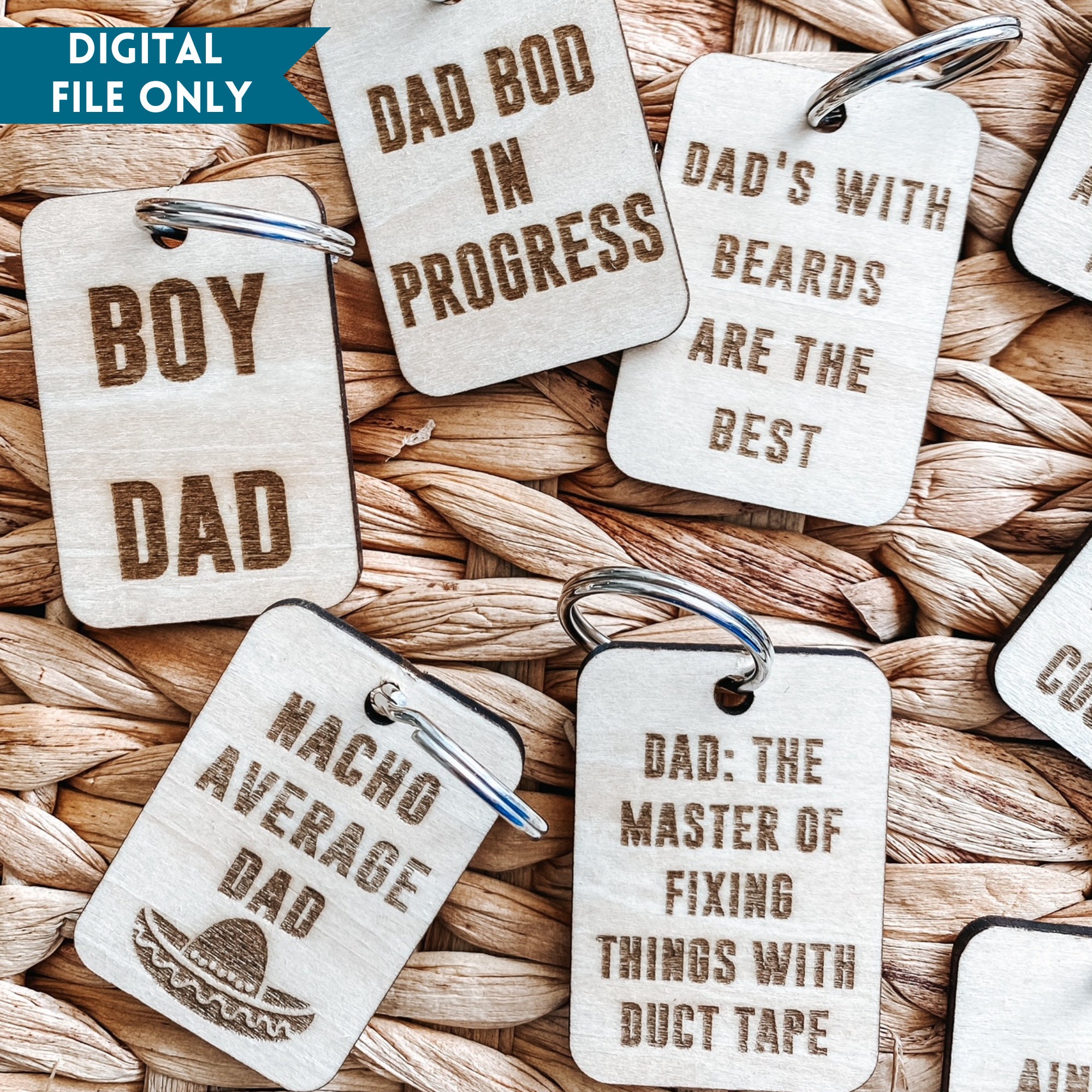 Keychains for Dad, Keychain SVG File, Laser Cut File, Digital File Only, Glowforge, Xtool M1 ...