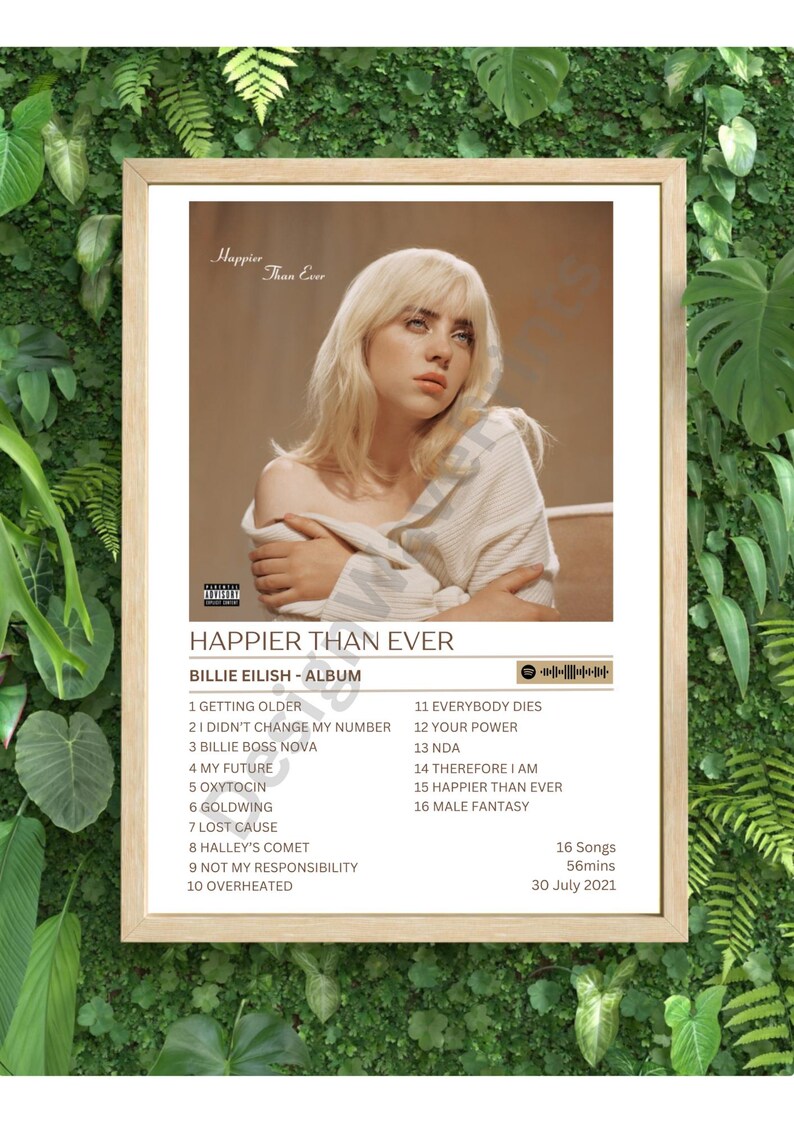 Billie Eilish Album Cover Posters - Happier Than Ever - Etsy Australia