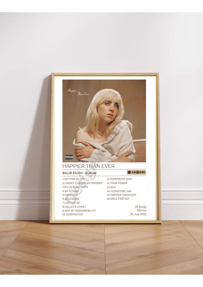Billie Eilish Album Cover Posters - Happier Than Ever - Etsy UK
