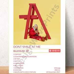 Billie Eilish Album Cover Posters - Don't Smile at Me - Etsy