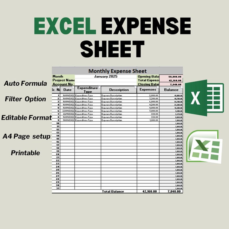 Expense Excel Sheet, Excel Spreadsheets, Expense Tracking, Instant ...