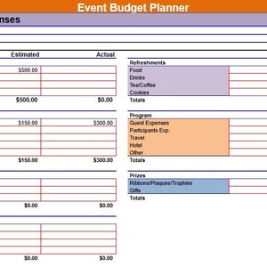 Event Budget Planner Spreadsheet Template, Event Planner, Event Income ...