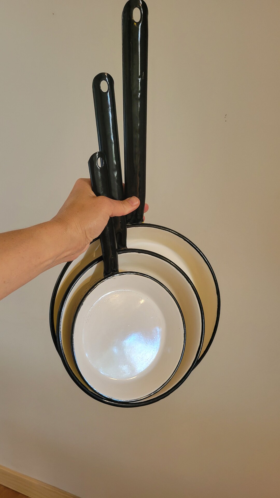 Vintage Enamelware Pans Huta Silesia Yellow Enamel Pans Made - Etsy