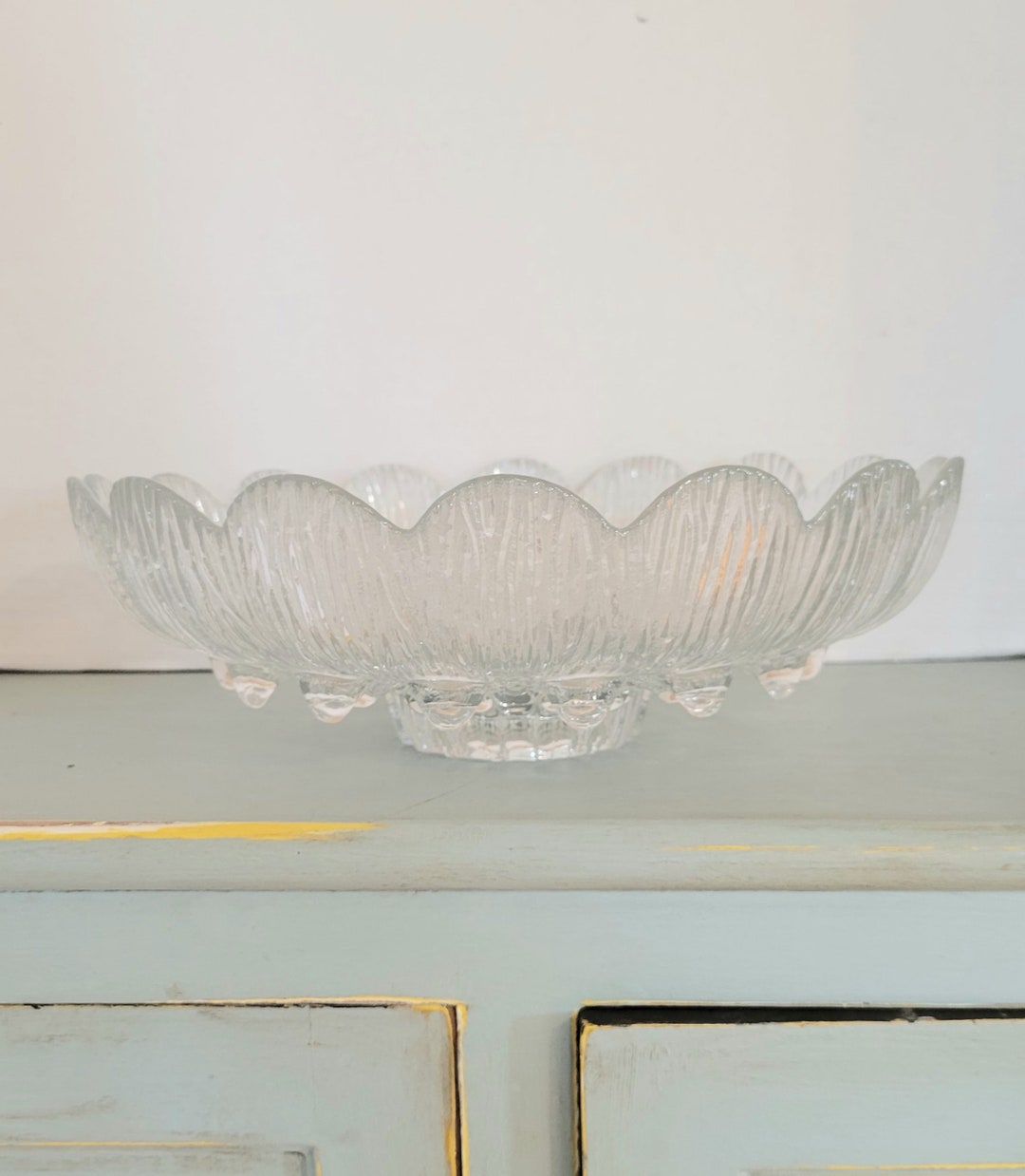 Vintage Muurla Glass Fruit Bowl – Scalloped Scandinavian Art Glass Made ...