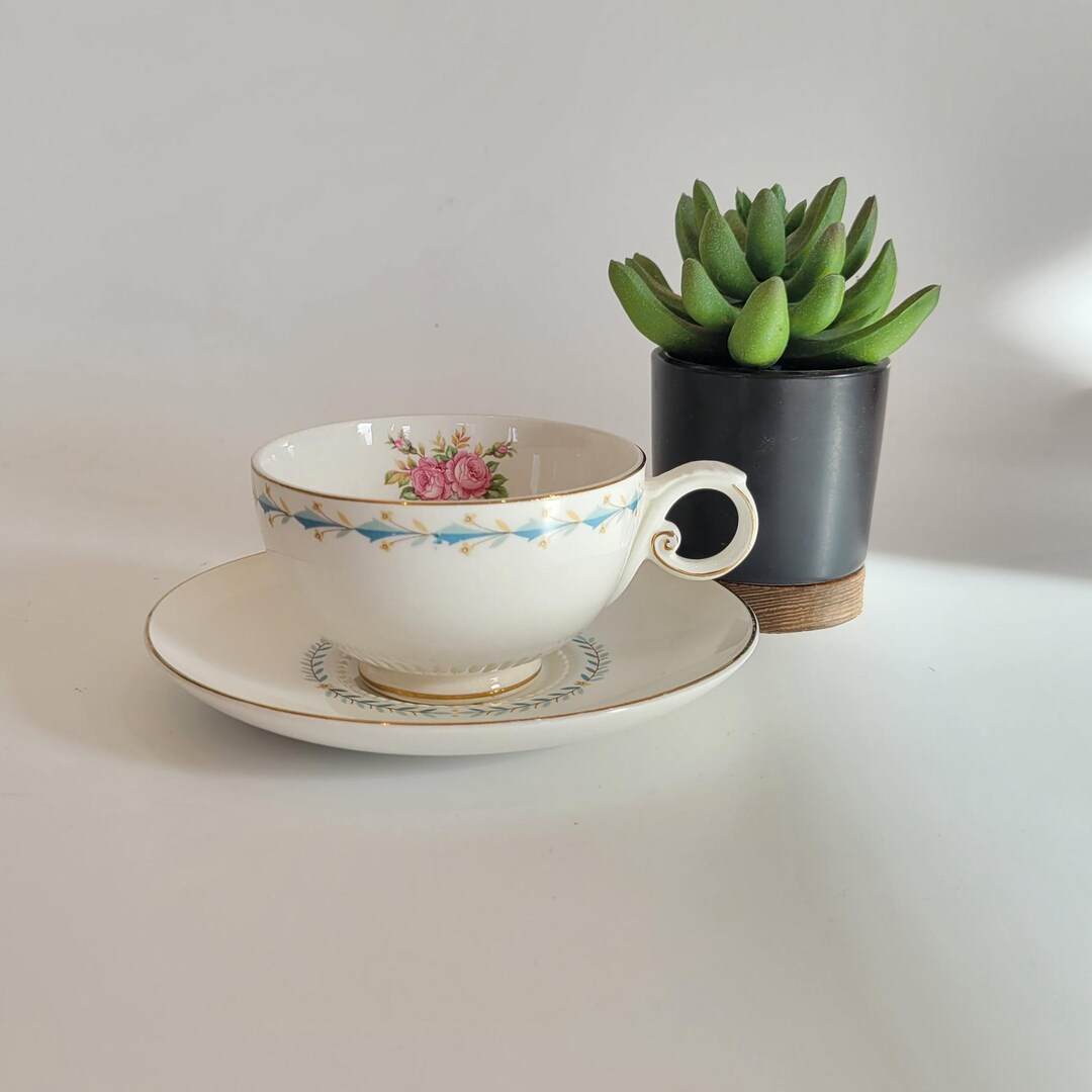 Mt. Vernon Teacup and Saucer Footed Cup Vintage Hall China - Etsy