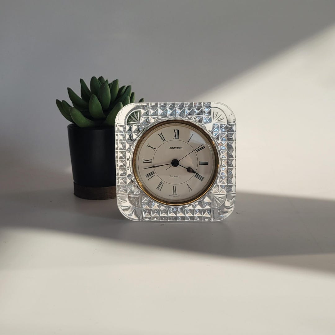 Staiger Crystal Clock Vintage Desk Clocks Small Quartz Crystal Mantal ...