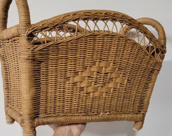 Vintage Wicker Magazine Rack - Etsy