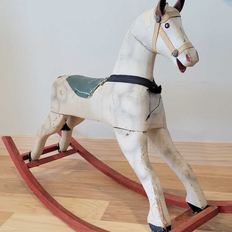 Antique Wooden Rocking Horse - Etsy