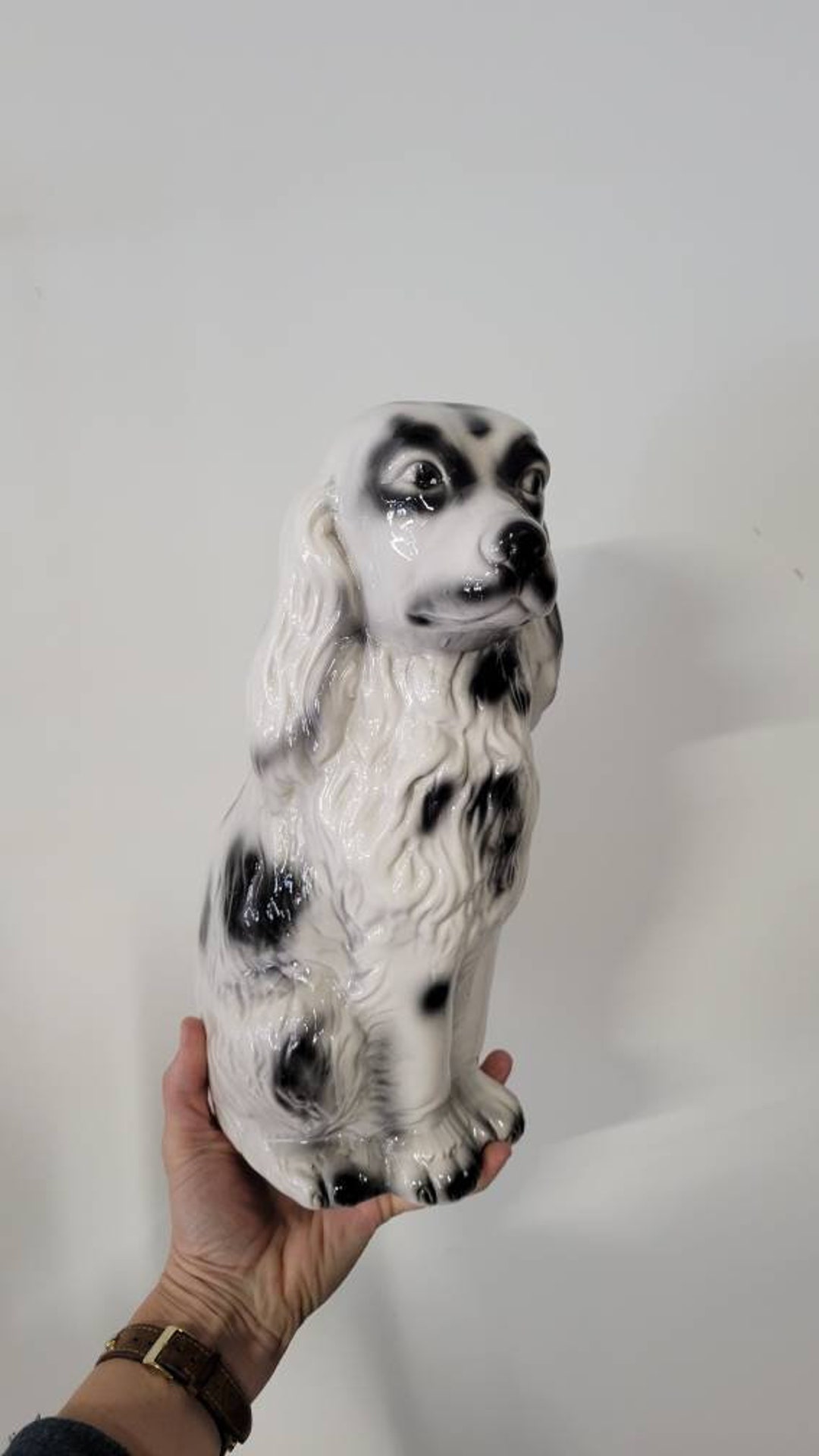 Vintage Ceramic Cocker Spaniel Dog Statue Black and White Large - Etsy