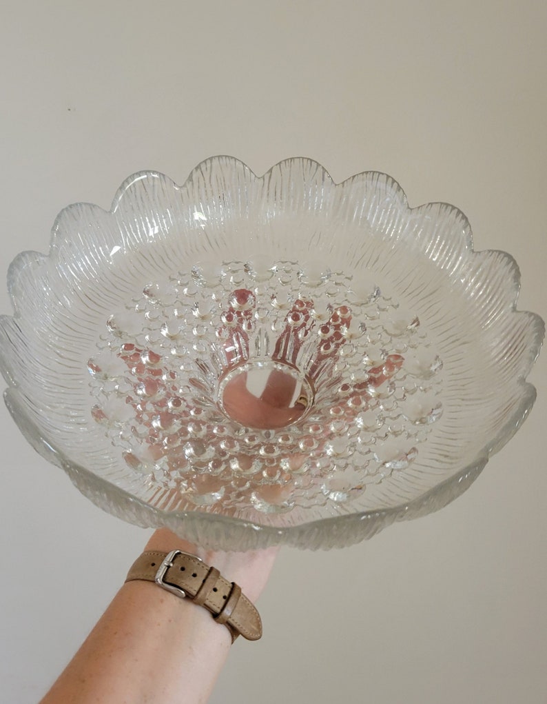 Vintage Muurla Glass Fruit Bowl – Scalloped Scandinavian Art Glass Made ...