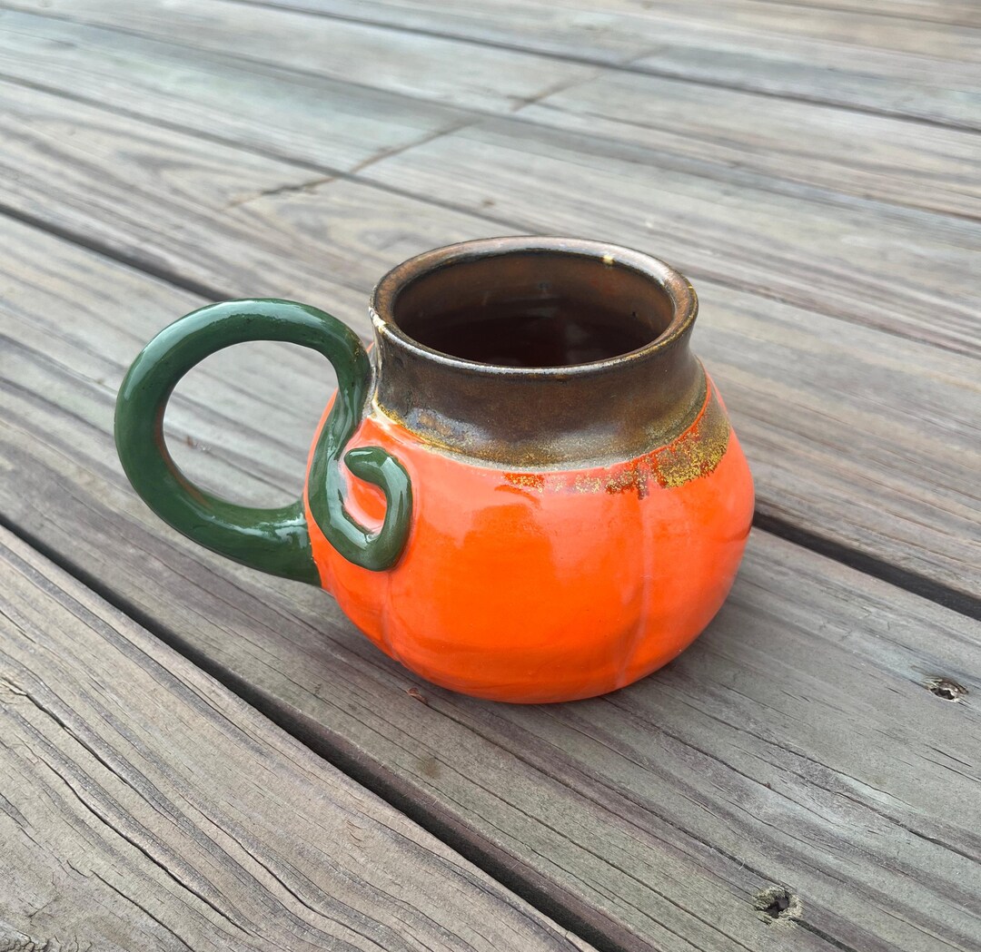 Large Orange Pumpkin Mug, Pumpkin Patch, Coffee Mug, Teacup, Kitchen ...