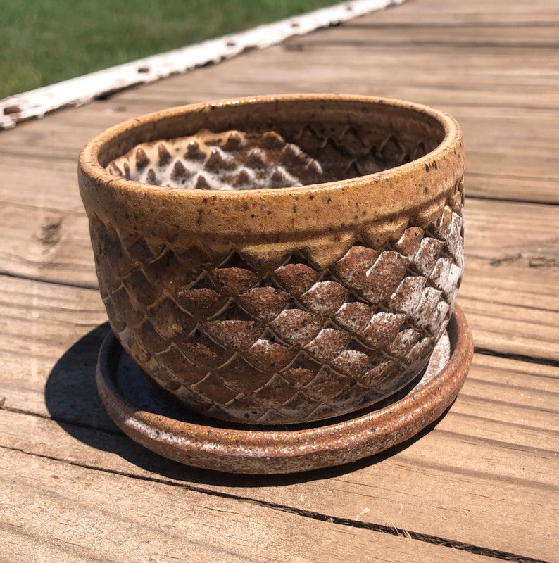 Planter Flower Pot Boho Dragon Scale Mermaid Style - Etsy