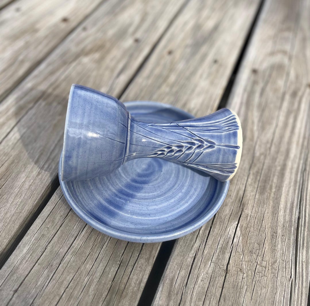 Periwinkle Wheat Chalice and Paten Communion Set, Religious Ceremony ...