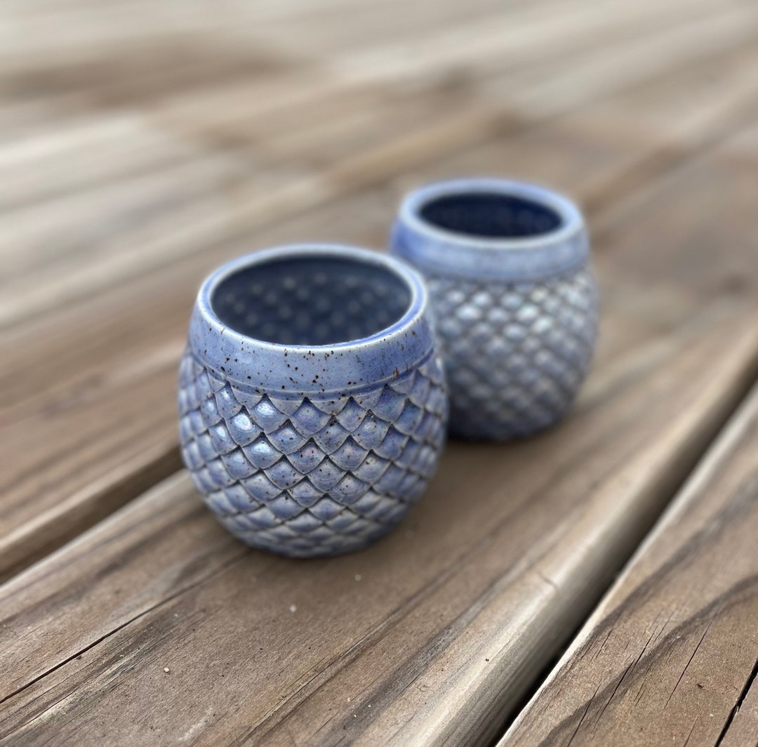Set of Two Periwinkle Dragon Scale Wine Cups Tumbler Stemless Wine ...