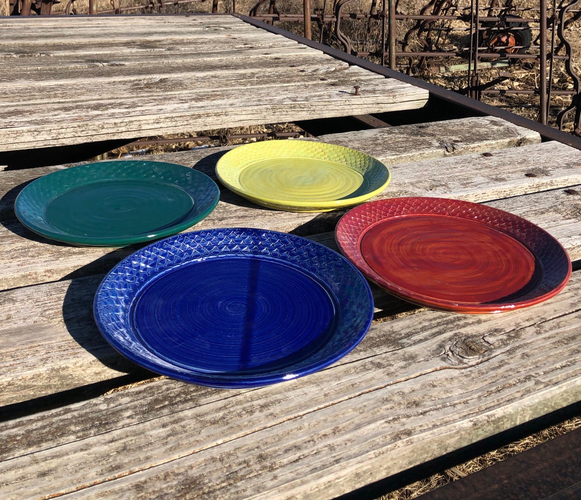 Colorful Dragon Scale Dinner Plates Set of 4 Wedding Gift | Etsy