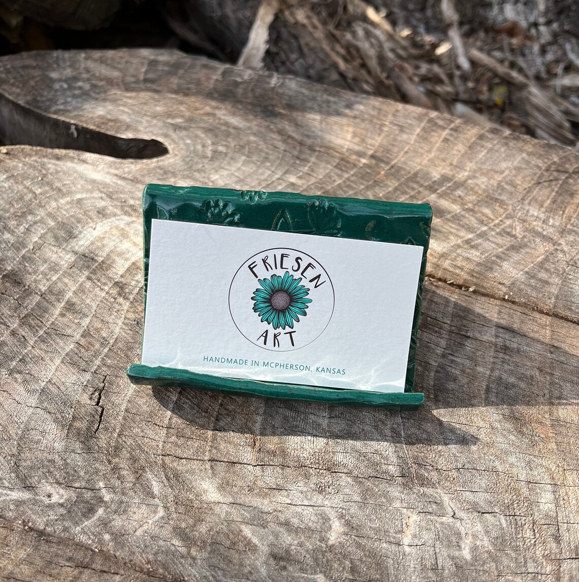 Deep Green Floral Pottery Business Card Holder/ Recipe Card - Etsy