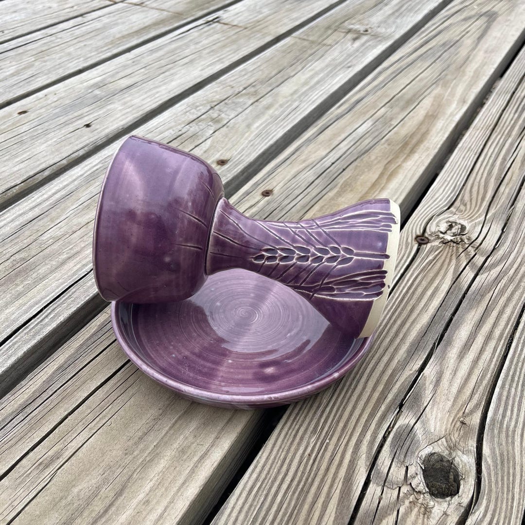 Purple Wheat Chalice and Paten Communion Set Handmade Pottery by Daisy ...
