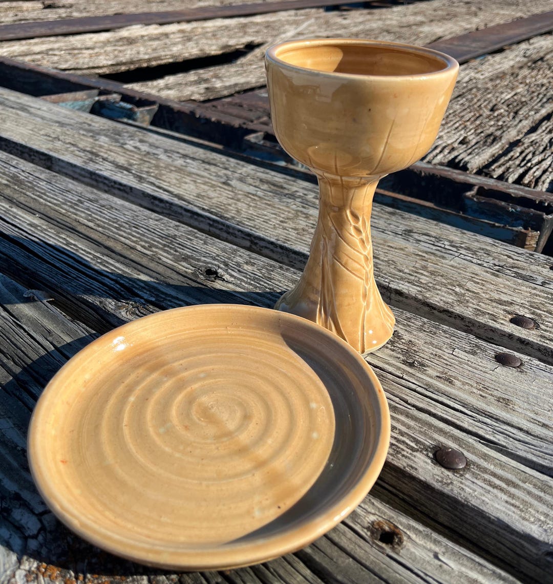 Yellow Wheat Chalice and Paten Communion Set, Ordination Gift, Weddings ...