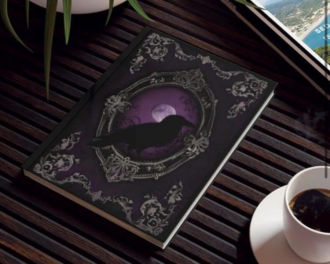 Moody Raven Full Moon Journal, Witchy Hard Backed Diary, Dark Purple ...