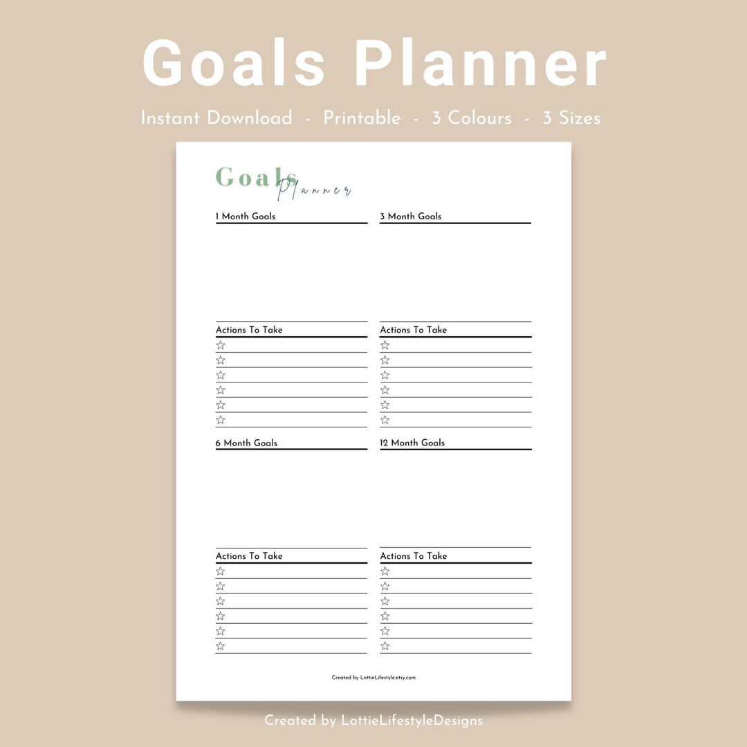 Goals Planner Printable, Goal Planner, Goal Setting, Goal Tracker, Long ...