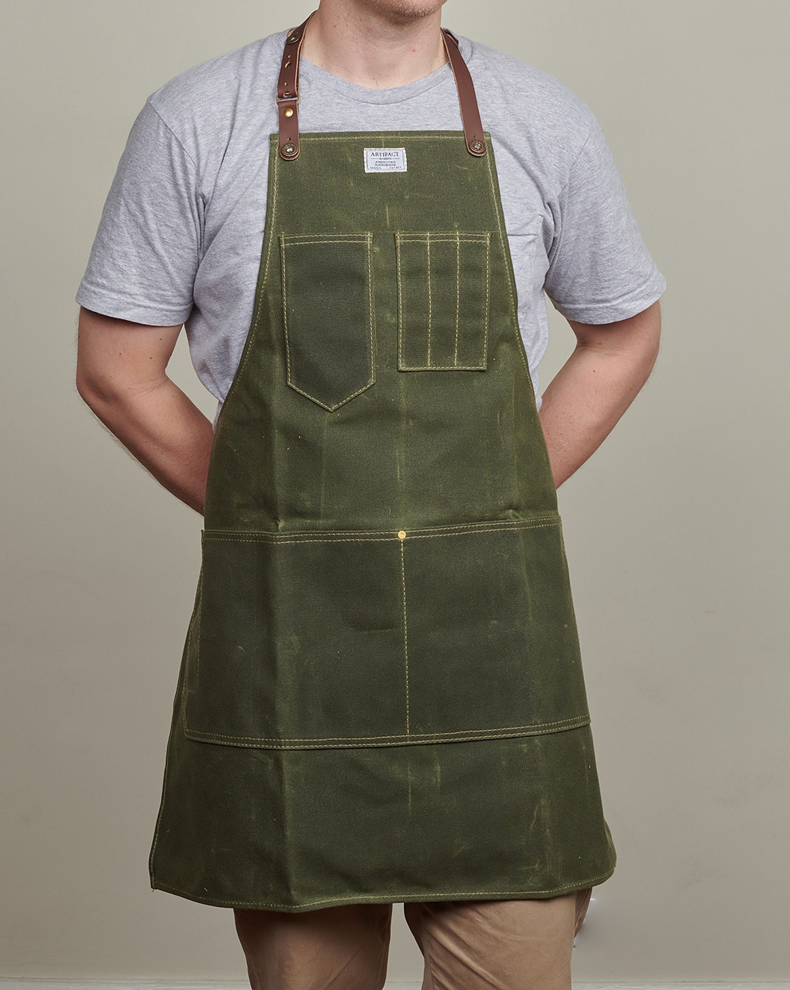 Workshop Apron in Waxed Canvas W/ Removable Leather Strap - Etsy