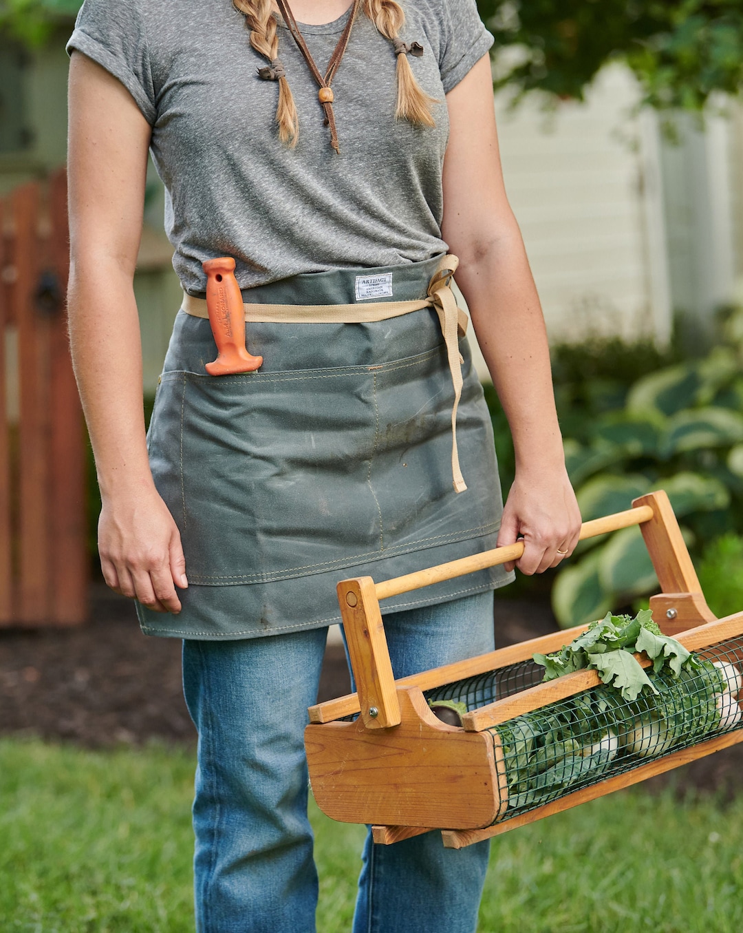 Garden Waist Apron in Wax Cotton - Handmade in USA - Etsy