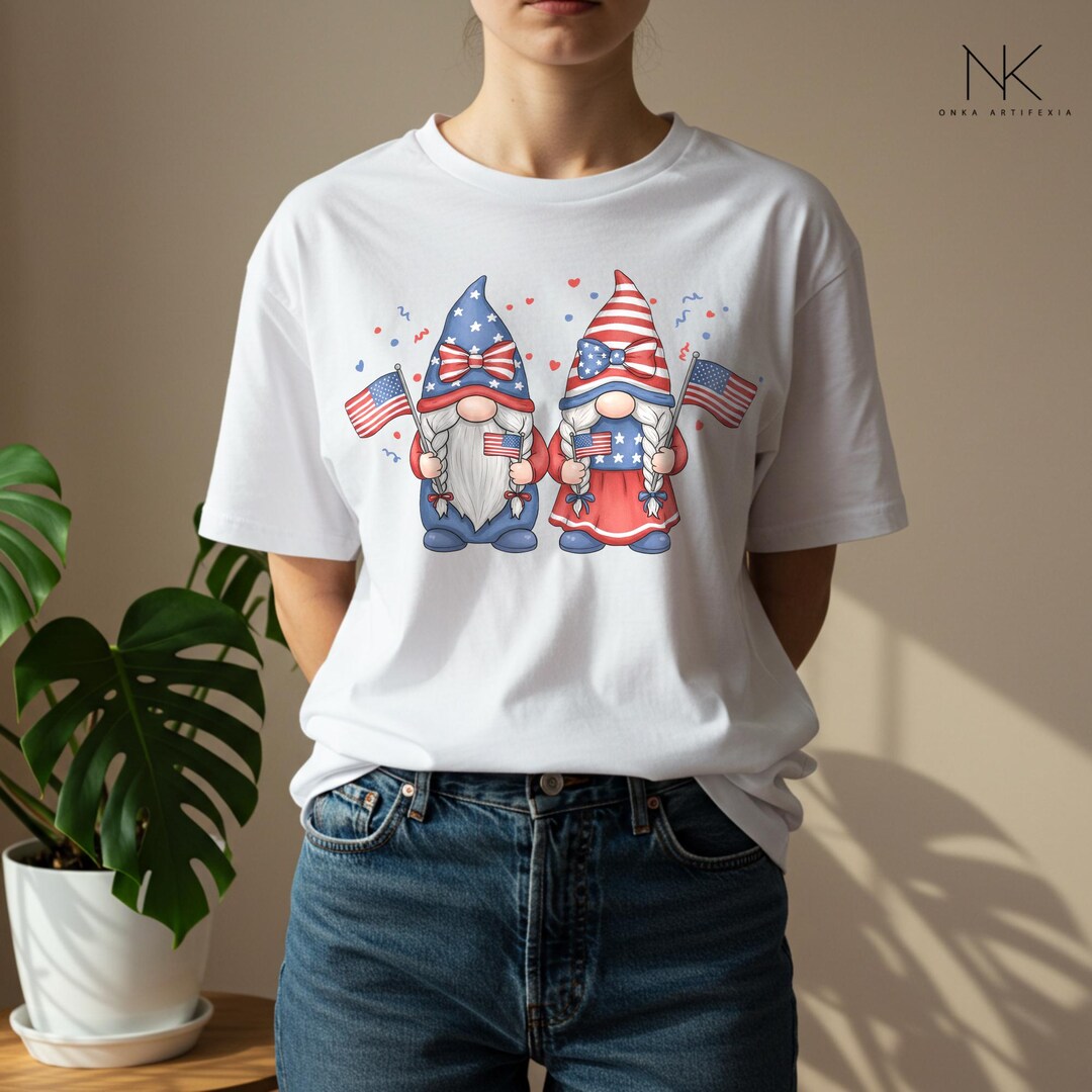 4th of July Gnome Clipart, Patriotic USA Flag Dwarf PNG, Cute ...