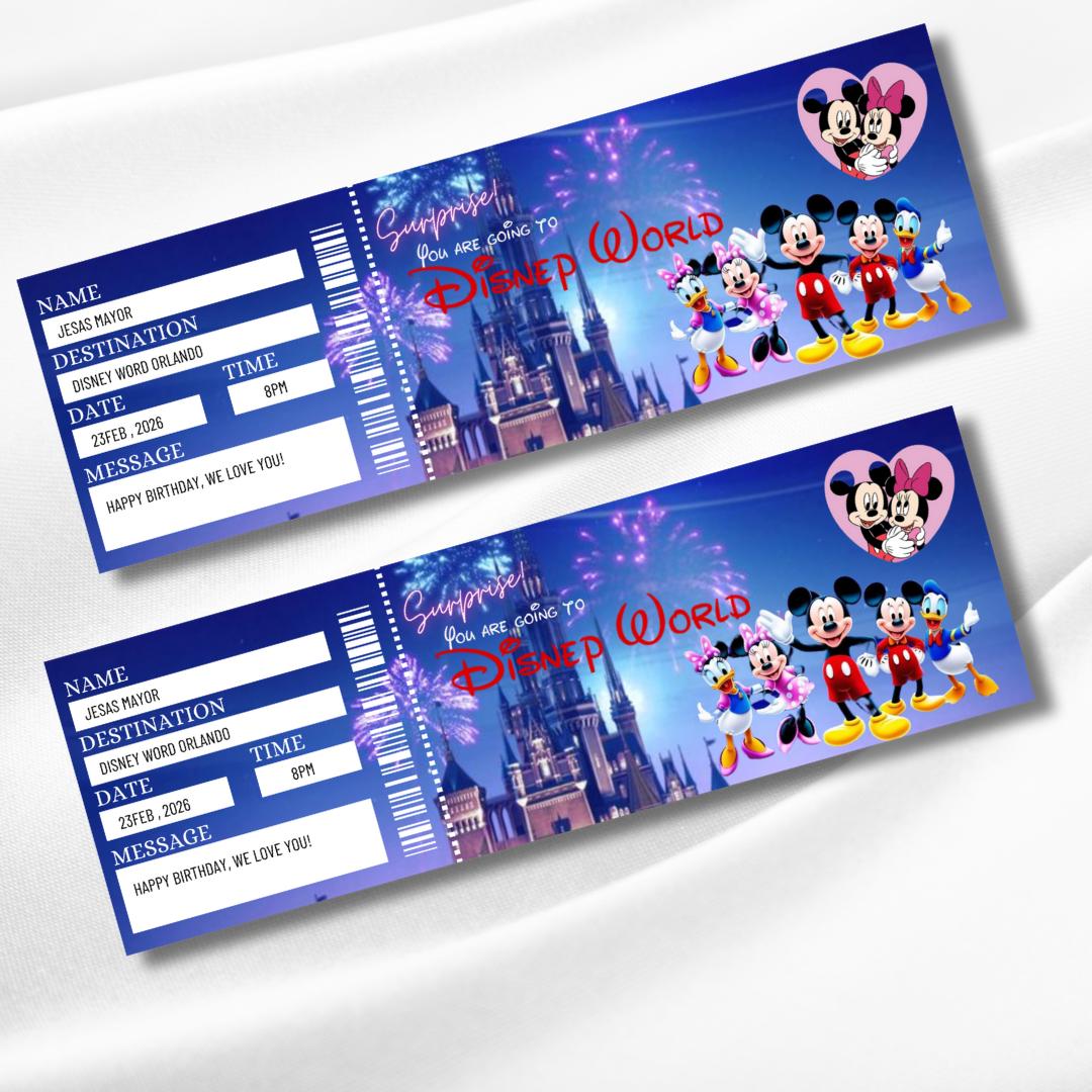Printable Disneyland Surprise Trip Ticket Template,surprise Reveal Gift ...