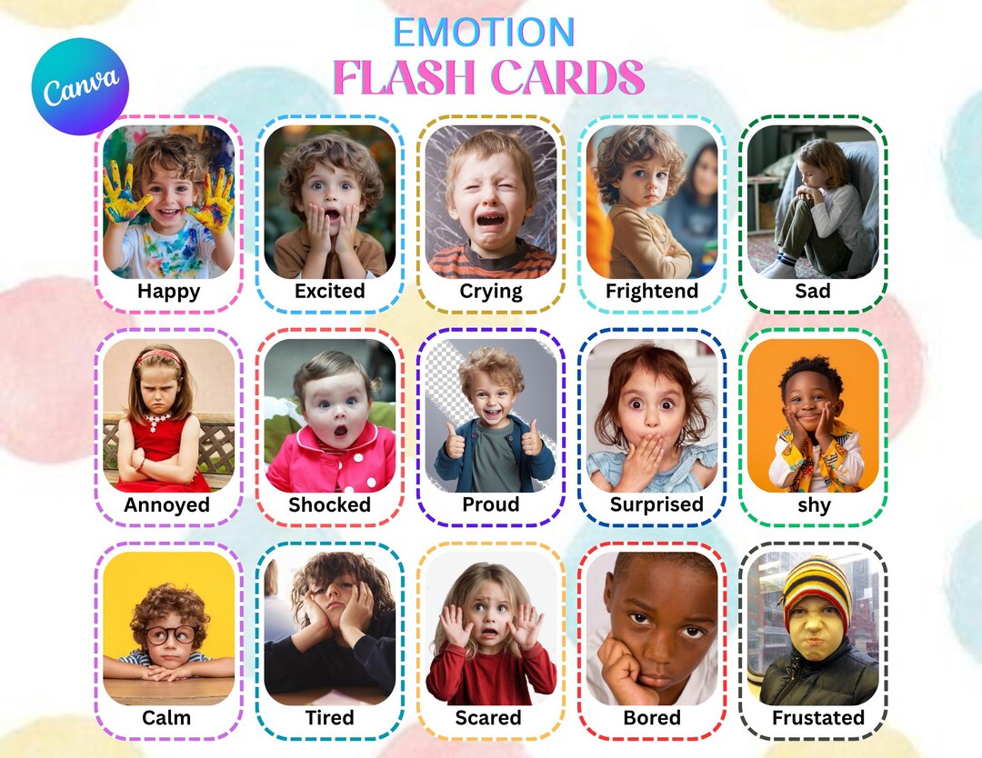 Montessori EMOTIONS Flashcards,toddler Feelings Flash Cards,emotion ...
