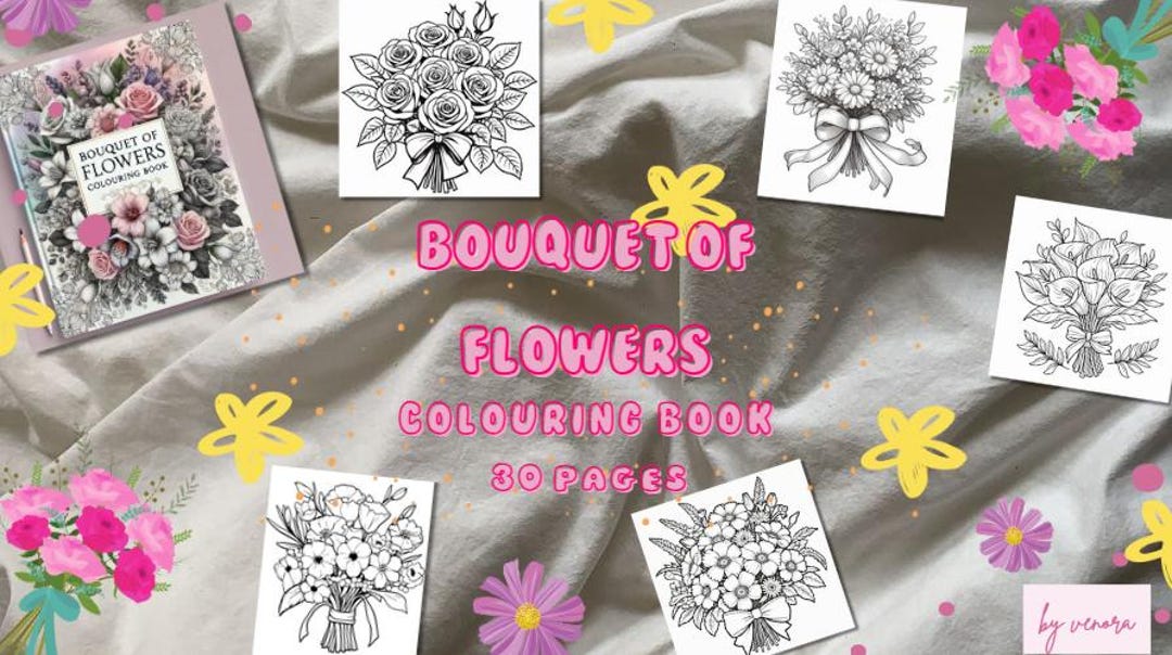 Floral Coloring Book | Bouquet of Flowers Coloring Pages for Relaxation ...