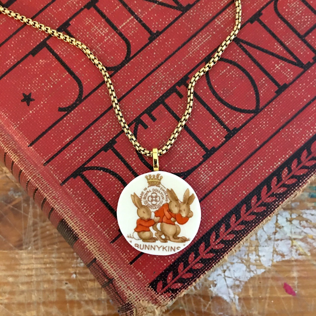 Bunny Necklace, Vintage Broken China Jewelry, Bunnykins Backstamp ...