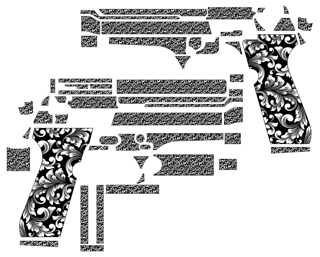 Beretta 92 FS GUN Scroll Pattern SVG Template Vector File for Laser ...