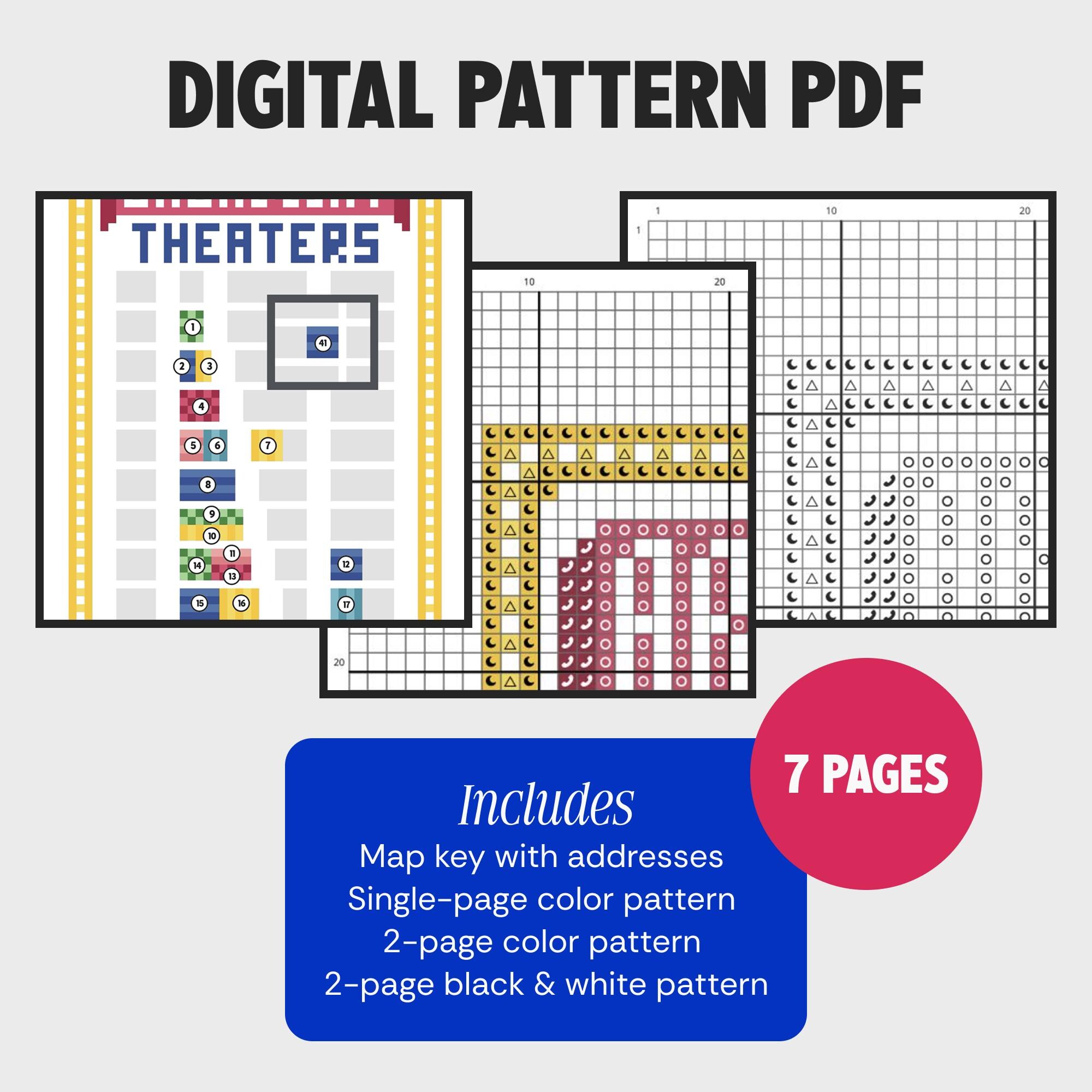 Broadway Theaters Map - Cross Stitch Pattern PDF - Instant Download - Etsy