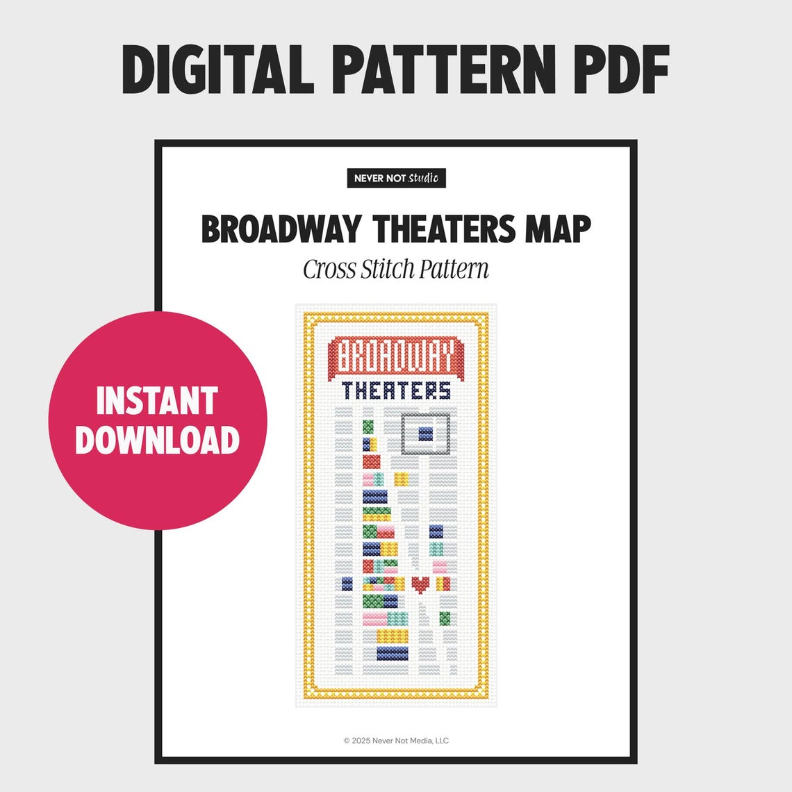 Broadway Theaters Map - Cross Stitch Pattern PDF - Instant Download - Etsy