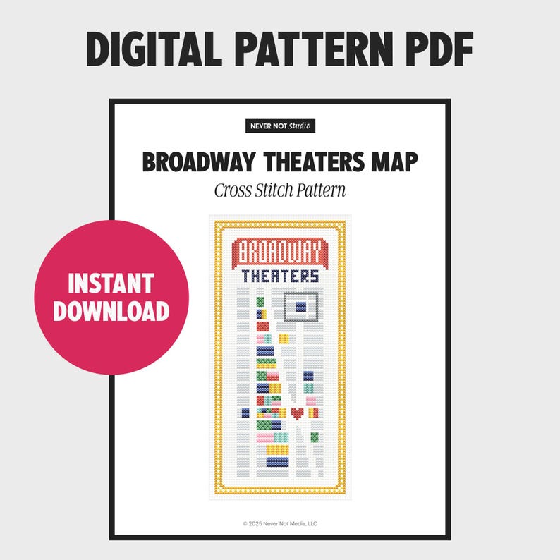 Broadway Theaters Map - Cross Stitch Pattern PDF - Instant Download - Etsy