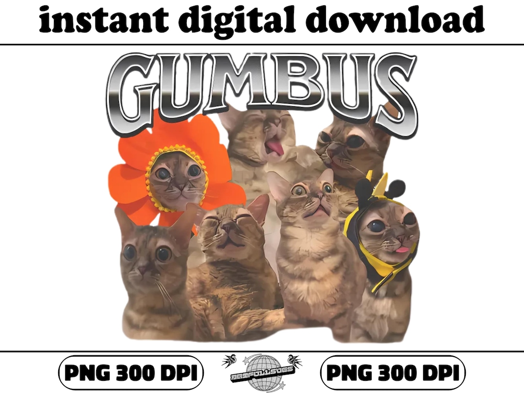 Funny Cat Png - Gumbus Png, Gumbus Cat Png, Gift for Cat Lovers, Cute ...