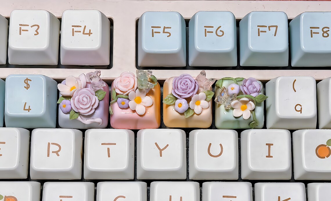 Handmade Floral Butterfly Resin Keycap, Artisan PBT Keycap - Etsy