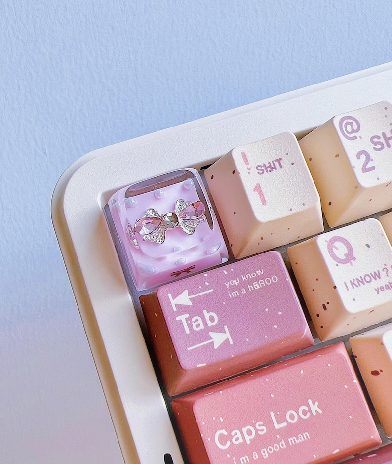 Kawaii Resin Keycap: Heart Bow, Gothic Pink Artisan Keycap for Cherry ...