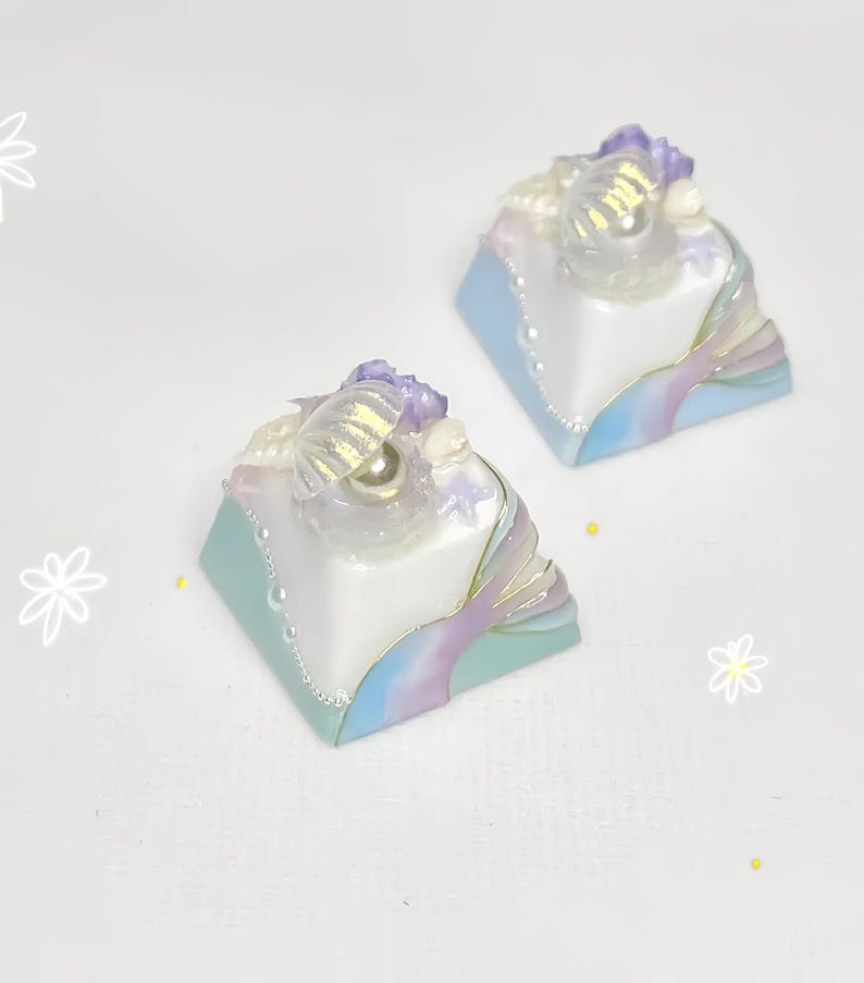 Mermaid Artisan Keycap, Pastel Ocean Keycap, Custom Resin Keycap ...