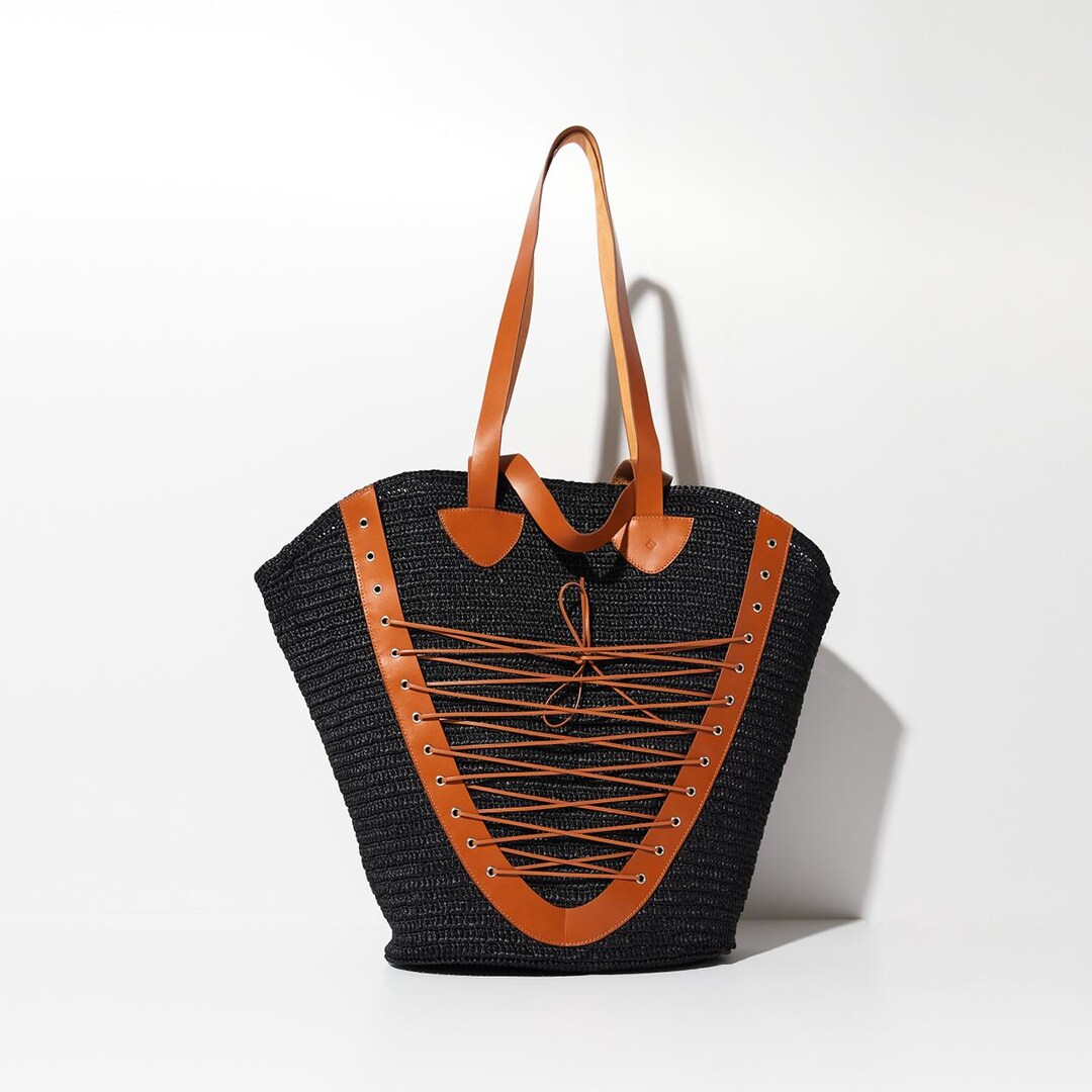 Handmade Raffia Tote Bag: Crochet Laced Design With Leather Details - Etsy