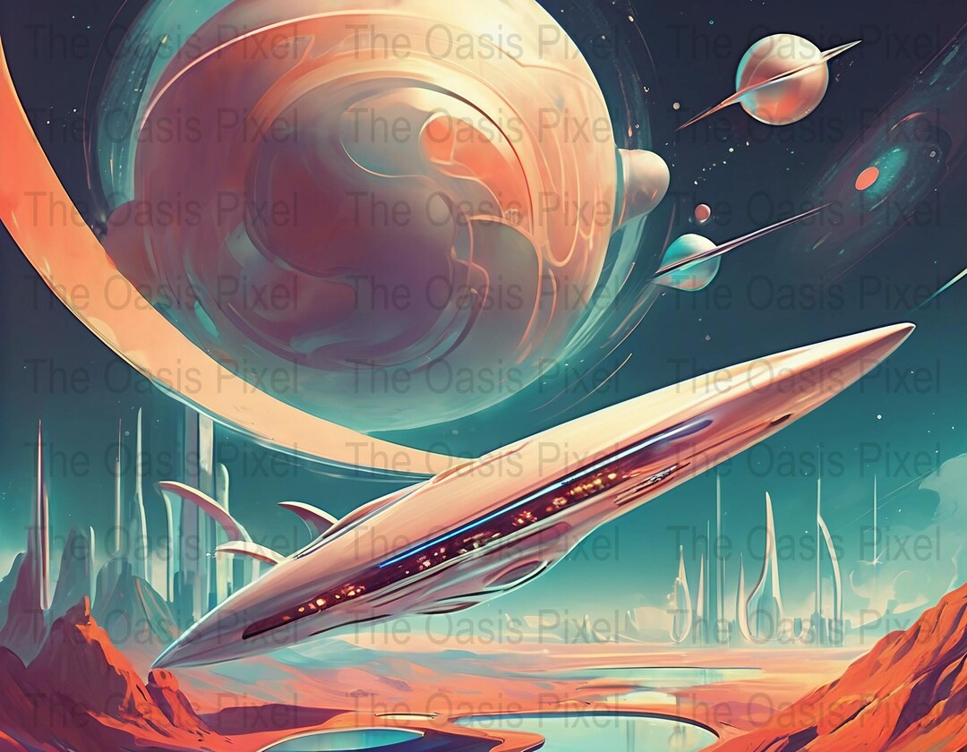 Futuristic Spaceship Wall Art, Sci-fi Galaxy Print, Outer Space Decor ...