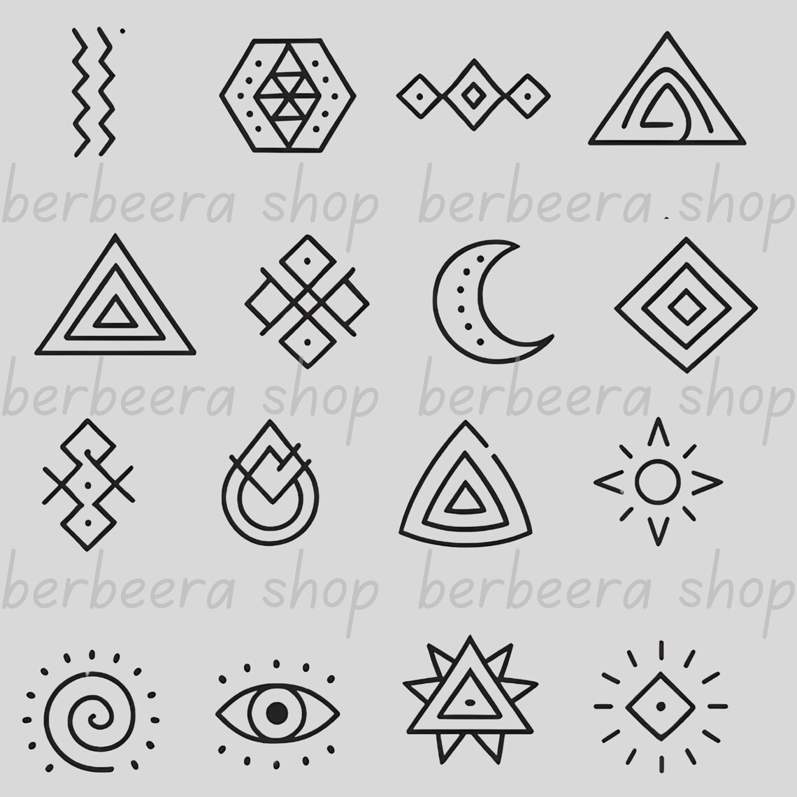 24 Berber Symbols | North African Tribal Tattoos | Digital Nomad Icon ...