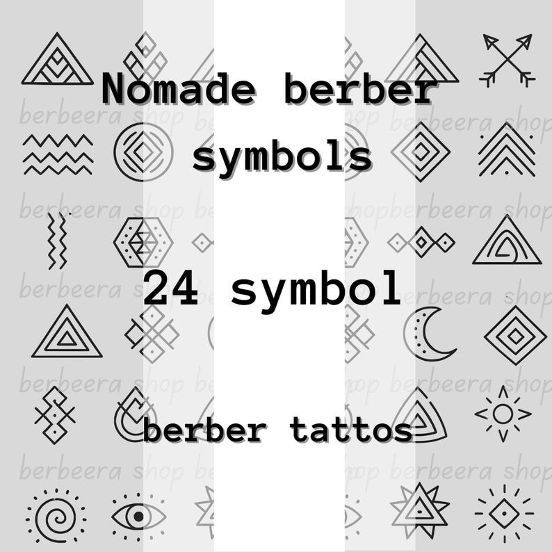 24 Berber Symbols | North African Tribal Tattoos | Digital Nomad Icon ...